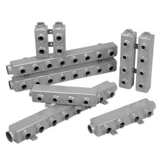 8 PORT STAKED STEEL MANIFOLD 1'' SUPPLY & 3/4'' OUTLET | DME eSTORE